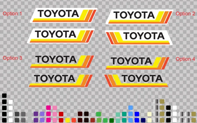 TOYOTA VINTAGE PAIR Decals Stickers 80s Logo 4x4 Hilux Land cruiser Off ...