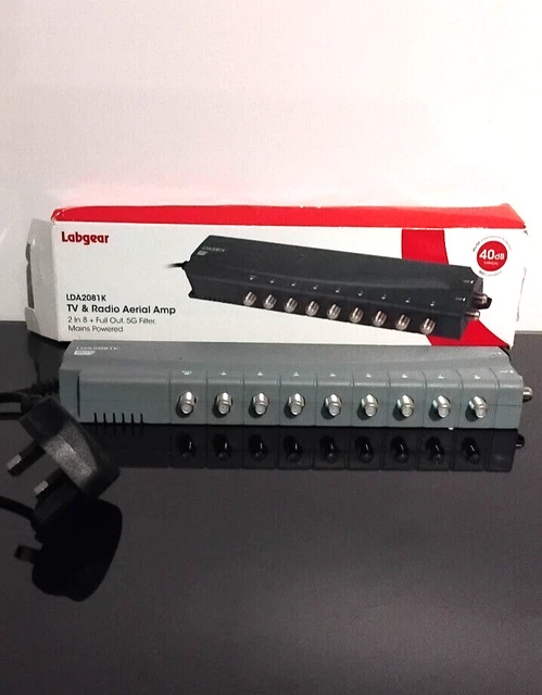 LABGEAR 8 WAY 5G Vhf/Uhf Aerial Distribution Tv Amplifier Splitter ...