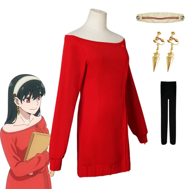 ANIME SPY×FAMILY YOR Forger Cosplay Kostüm Rotes Kleid Uniform Outfit ...