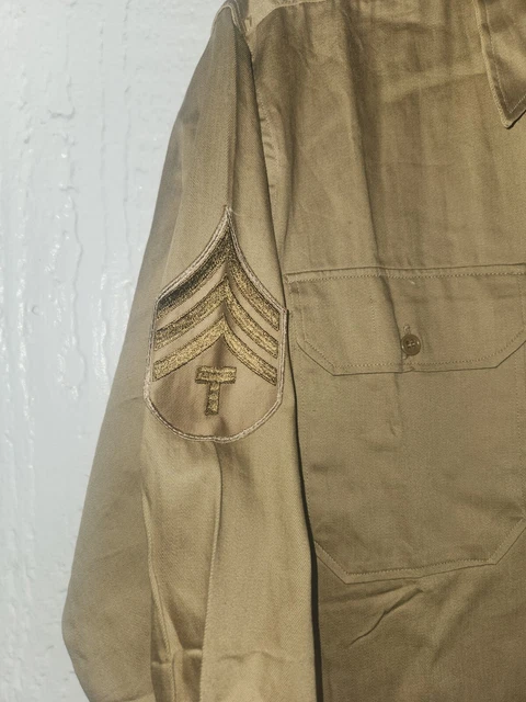 US WW2 ARMY SUMMER TAN KHAKI SHIRT ARMY AIR FORCE 16x33 LARGE Chino ...