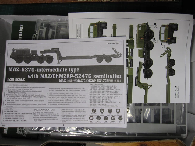 TRUMPETER, MAZ-537G INTERMEDIATE type with semitrailer, Bausatz 1/35 ...