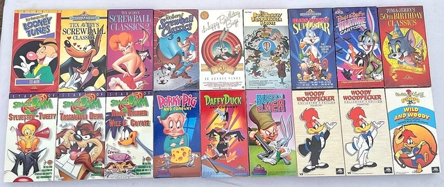 18 CLASSIC CARTOON VHS Tape Bugs Woody Daffy Porky Tasmanian Tom Jerry ...