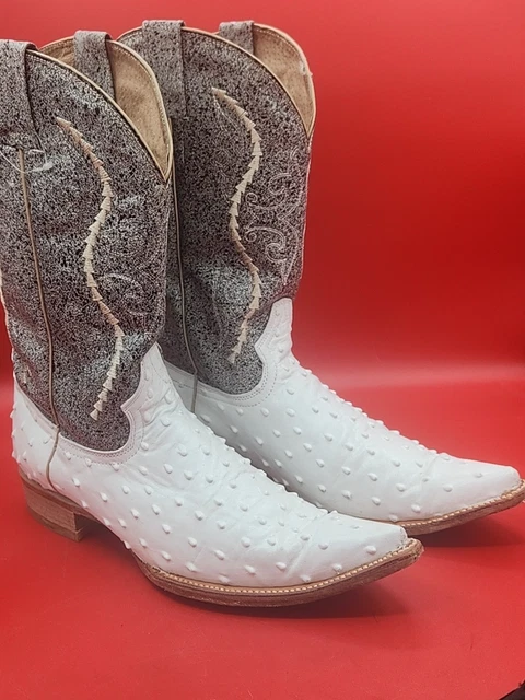 GRAN LIDER COWBOY Boots Men’s 12 USA 30.5 Mexico Embroidered White ...