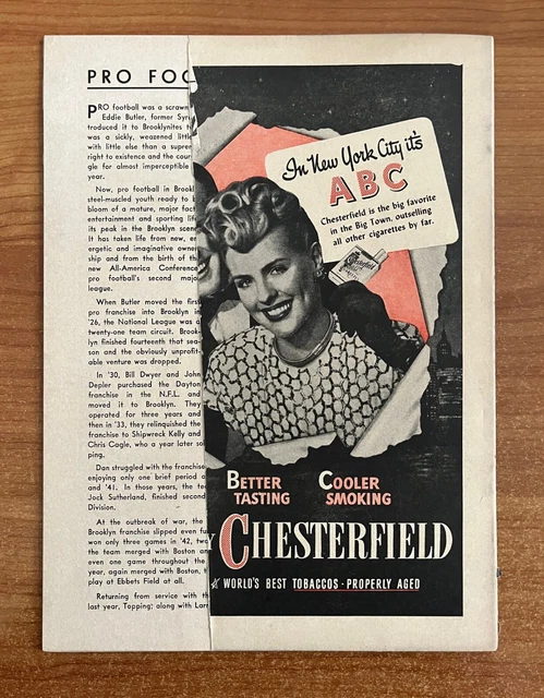 RARE FIRST YEAR 1946 AAFC LOS ANGELES DONS @ BROOKLYN DODGERS FOOTBALL ...