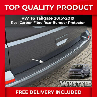 FITS VW T6 Transporter Tailgate Real Carbon Fibre Rear Bumper Protector ...