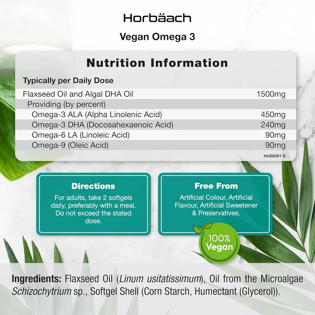 VEGAN 3 DHA from Algae Oil 1500Mg | 60 Softgels | High Strength 450Mg ...