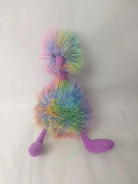 JELLYCAT RAINBOW POMPOM Emu Soft Toy Collectible Colourful Retired 25cm ...