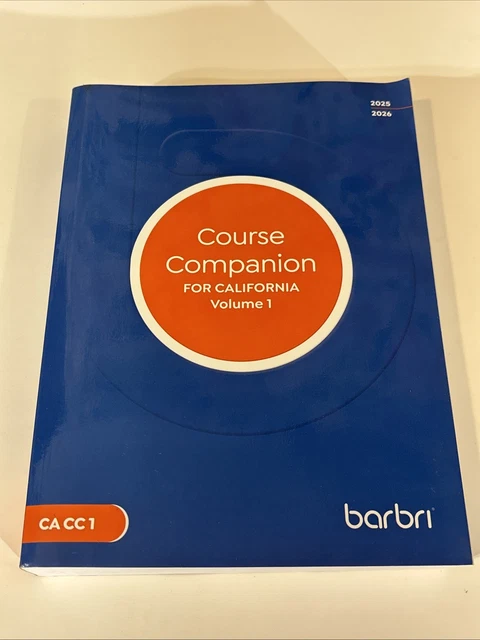 2025-2026 BARBRI COURSE Companion For California Volume 1 CA CC 1 Bar ...