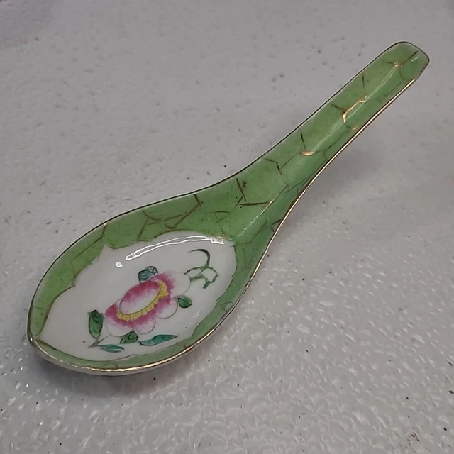 VINTAGE HAND PAINTED Chinese Floral Soup Spoon $8.85 - PicClick