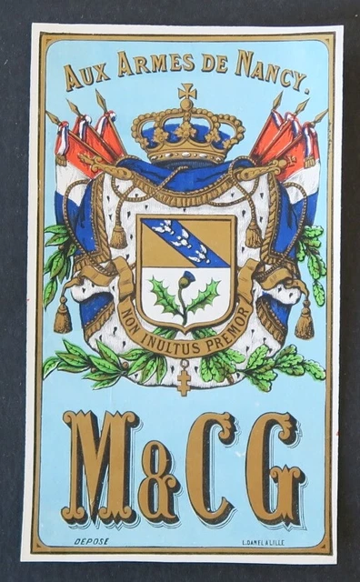 ANCIENNE ÉTIQUETTE 1870 FIL AUX ARMES DE NANCY M&CG hread label label ...