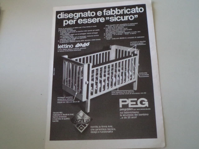 ADVERTISING PUBBLICITÀ 1975 LETTINO DODO' PEG PEREGO/PINES - KASTILIA ...