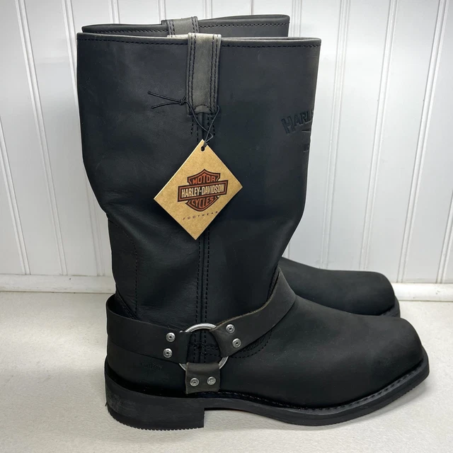 HARLEY DAVIDISON BOWDEN Harness Black Leather Motorcycle Boots Men’s Sz ...