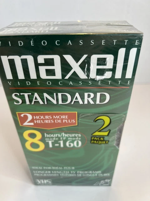 MAXELL VHS PREMIUM Grade Tapes T-160 Video Cassette 8 HR Lot of 2 NEW ...