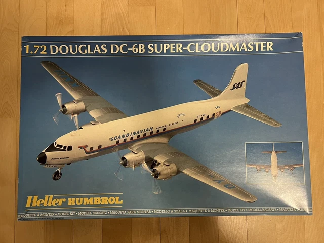 1:72 SCALE DOUGLAS DC-6B Super-Cloudmaster Model Kit Heller Humbrol CV ...