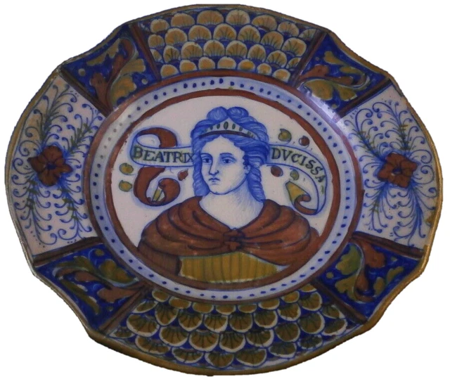 ANTIQUE ITALIAN FAIENCE Majolica Lusterware Portrait Plate Maiolica ...