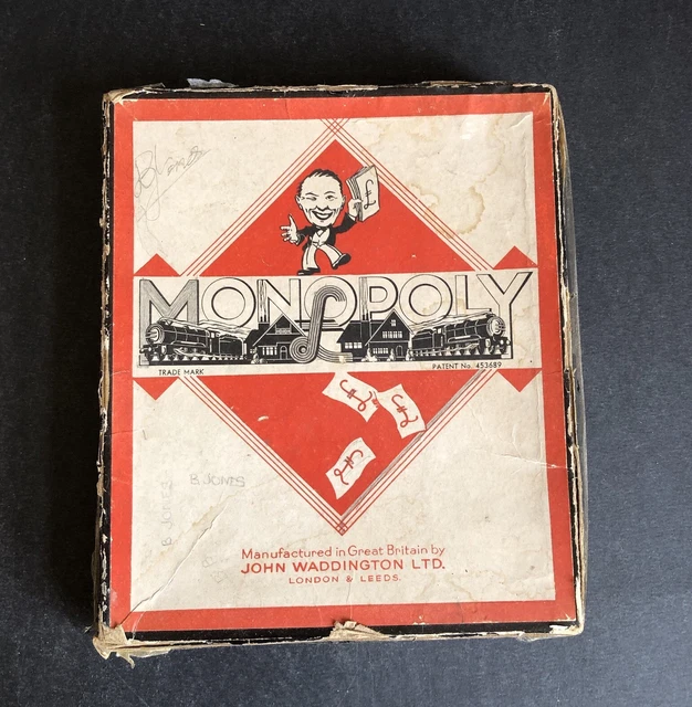 VINTAGE 1940S MONOPOLY Small Box John Waddington NO BOARD/INCOMPLETE ...