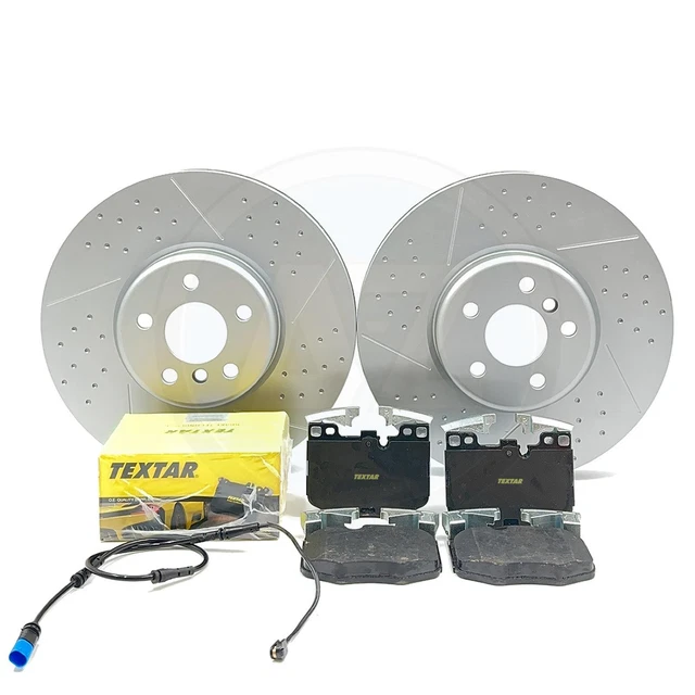 FOR BMW 320E G20 G21 DIMPLED GROOVED FRONT BRAKE DISCS TEXTAR PADS ...