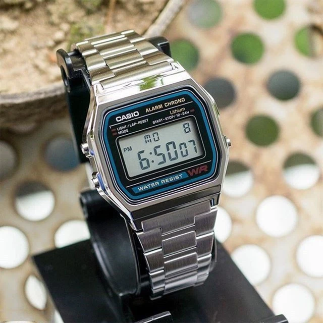 NEW CASIO RETRO Classic Unisex Digital Steel Bracelet Watch A158WA-1YES Silver £6.95 - PicClick UK