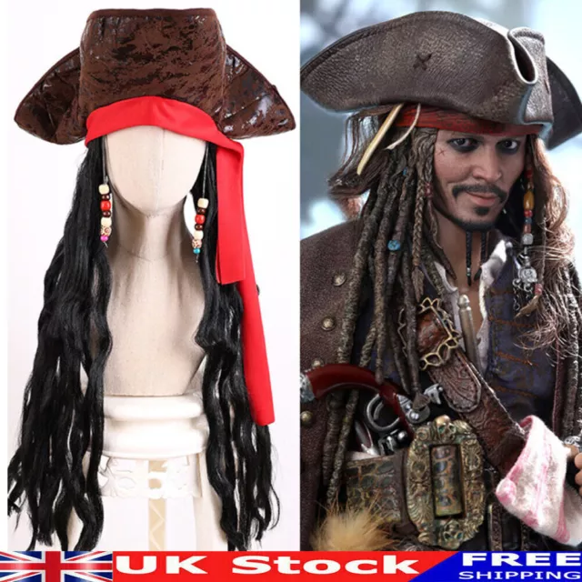 Pirate Hat With Dreadlocks Fancy Dress Party Costume Captain Jack