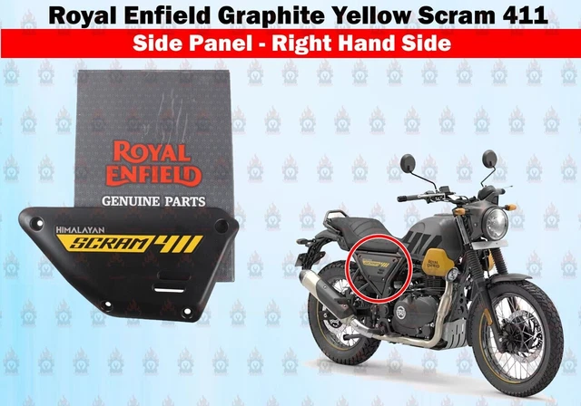 ROYAL ENFIELD &GRAPHITE Yellow Scram 411 Side Panel for Right Side" £55 ...