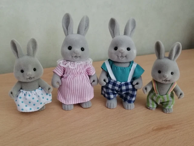 FOREST FAMILIES BAERENWALD Grey Rabbit Family Sylvanian Like Animal ...