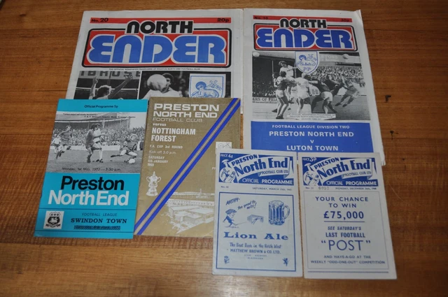 PRESTON NORTH END football programmes, 1960-80, bundle 6 in all £4.99 ...
