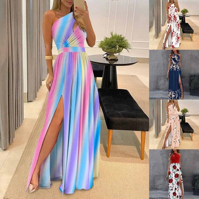 ROBE D' T FEMME en blanc avec imprim fendu haut et style paule EUR 40 ...
