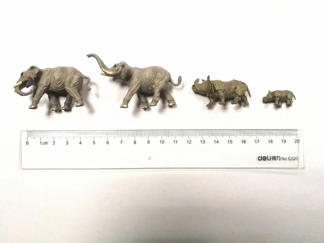 1/87 HO SCALE Elephant And Rhino Diorama Miniatures Sand Table Scene ...