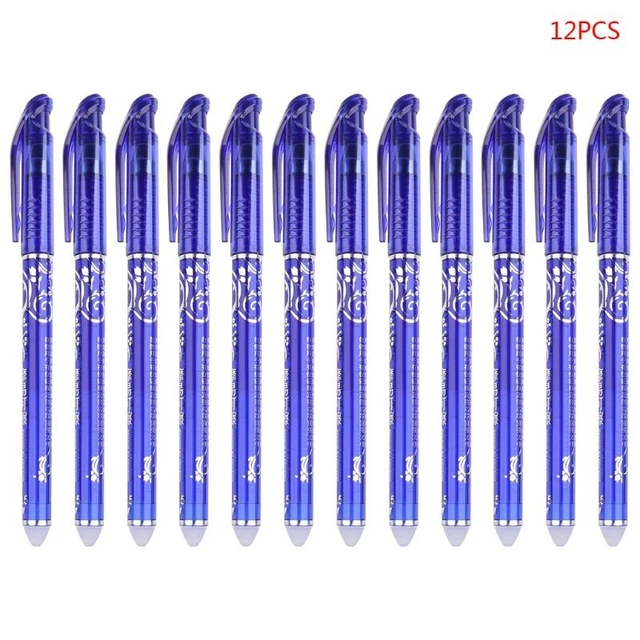 12 PCS 0.5MM Luxury Erasable Gel Pen Fine Point Blue Ink Ballpoint ...