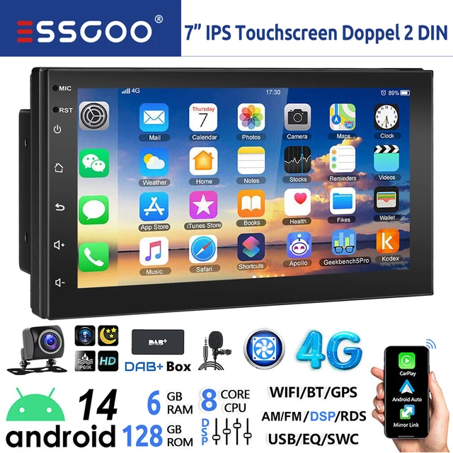 8-CORE 6+128GB DAB+ Autoradio Android 14 Carplay GPS NAVI RDS Bluetooth ...