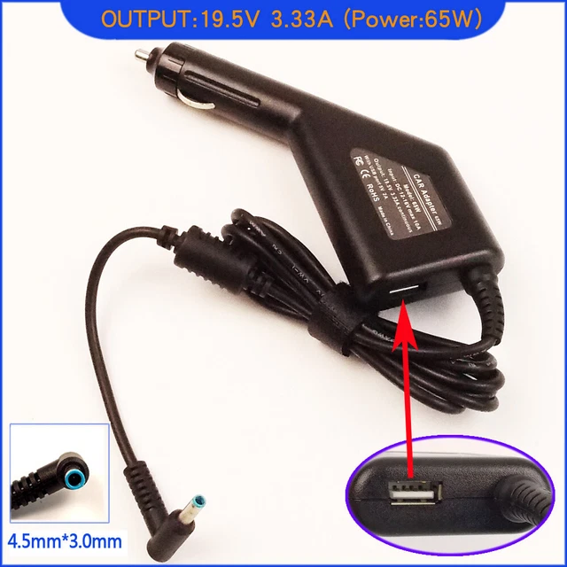 LAPTOP DC ADAPTER Car Charger & USB for HP Pavilion x360 13-U113NL 13 ...