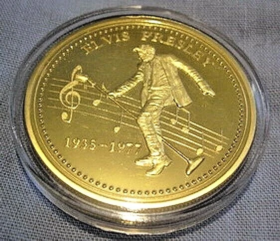 ELVIS PRESLEY GOLD Coin King of Rock n Roll Pop Music Singer Legend ...