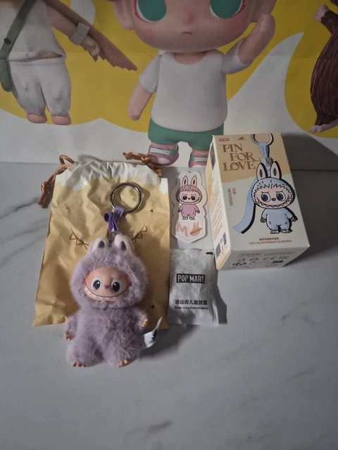 OFFICIAL LABUBU PIN For Love M Lavender Plush Vinyl Pendant POP MART ...