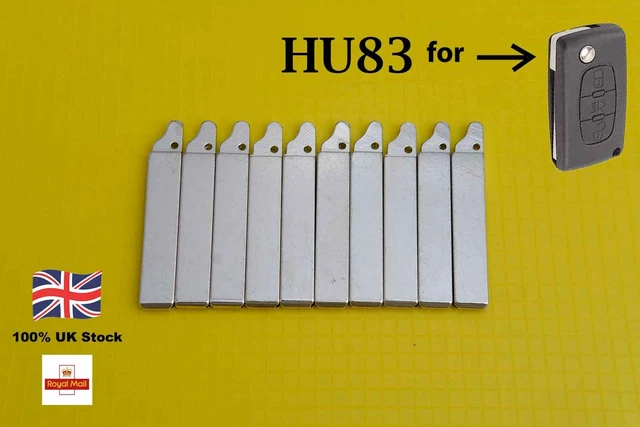 10 KEY BLADES HU83 blanks with side groove suitable for Peugeot Citroen ...