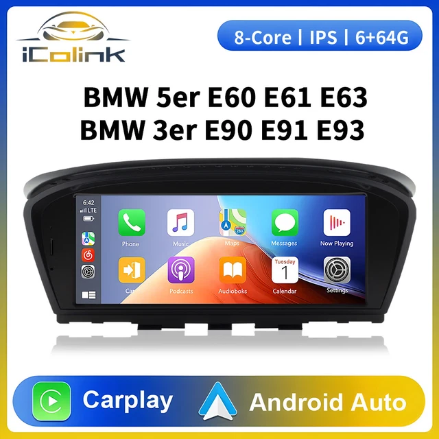 AUTORADIO CARPLAY ANDROID 13 per BMW Serie 5 E60 E61 E90 E91 CCC 2005 ...