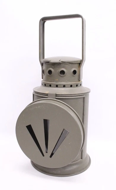 VINTAGE WW2 BRITISH Signalling Oil Lamp Railway Lantern Green 35cm ...