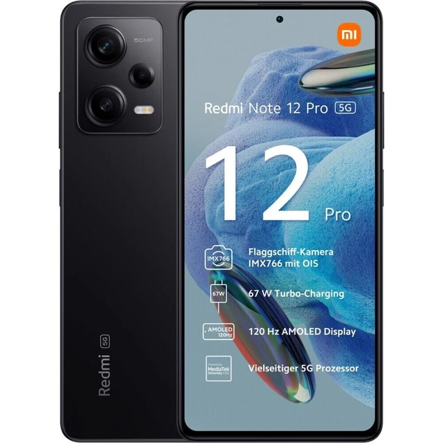 XIAOMI REDMI NOTE 12 Pro 5G 128GB 6GB Midnight Black Unlocked Dual Sim ...