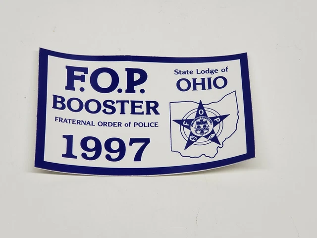 VINTAGE FRATERNAL ORDER of Police Sticker Booster 1997 OLD STOCK OHIO ...