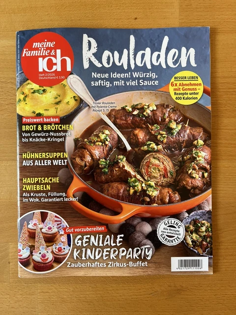 ZEITSCHRIFT MEINE FAMILIE und Ich Heft 2/2026 Rouladen Kinderparty ...