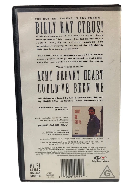 BILLY RAY CYRUS VHS Video Tape 1992 $30.00 - PicClick AU