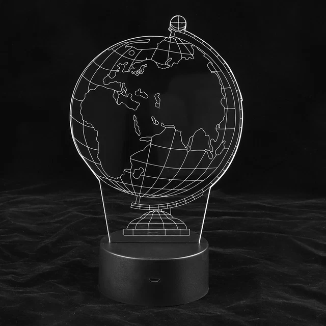 MINI GLOBE SHAPE Visual Optical Lamp 7 Color LED Night Light Home ...