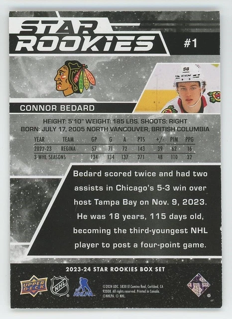 2023-24 UPPER DECK STAR ROOKIES Connor Bedard RC ROOKIE GOLD /349 $499.99 - PicClick CA