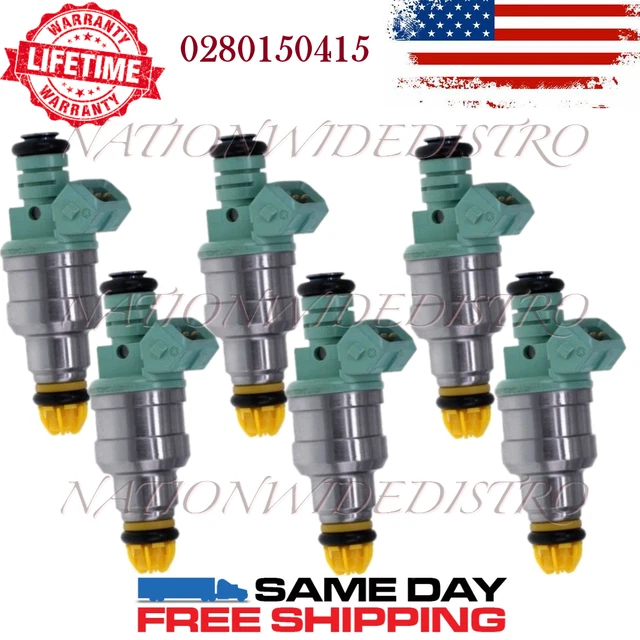 6X OEM BOSCH Fuel Injectors for 1998-1999 BMW 323is 2.5L I6 0280150415 ...