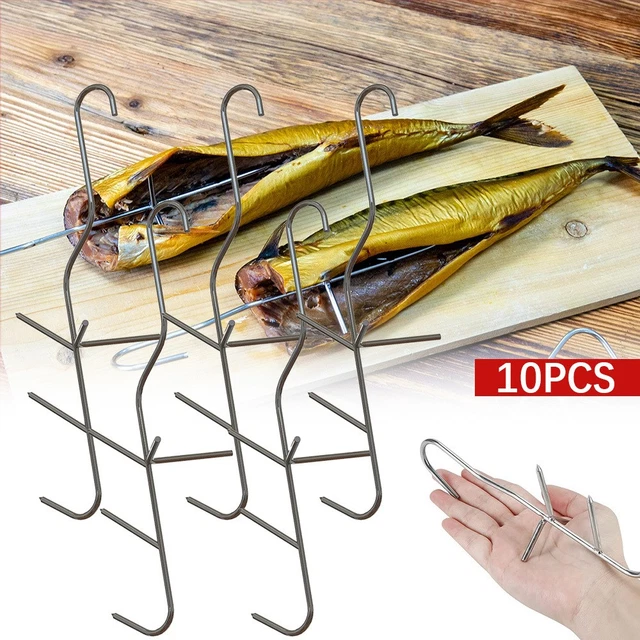 10X RÄUCHERHAKEN HAKEN zum Fischen Fisch Raucherhaken fleischhaken ...