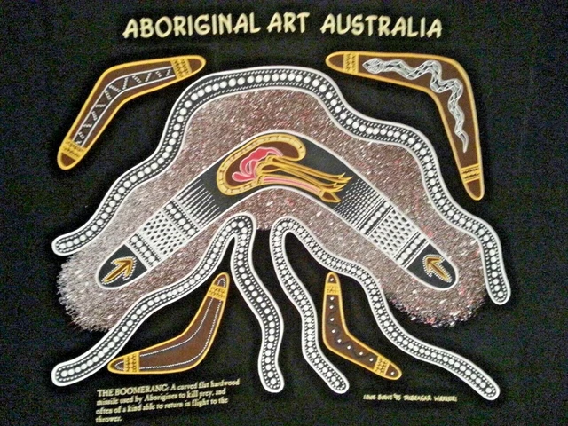 AUSTRALIAN ABORIGINAL ART "The Boomerang" Textile Cloth Frameable Lewis ...