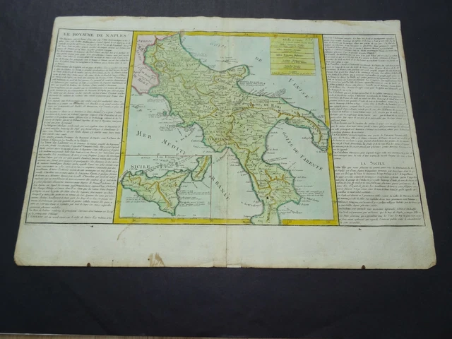 ANTIQUE MAP OF Southern Italy by Jean Baptiste Clouet 1787 £25.00 ...