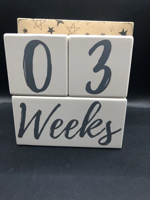 WOODEN BABY MILESTONE Blocks - Photo Props girl boy ~ boxed £5.44 ...