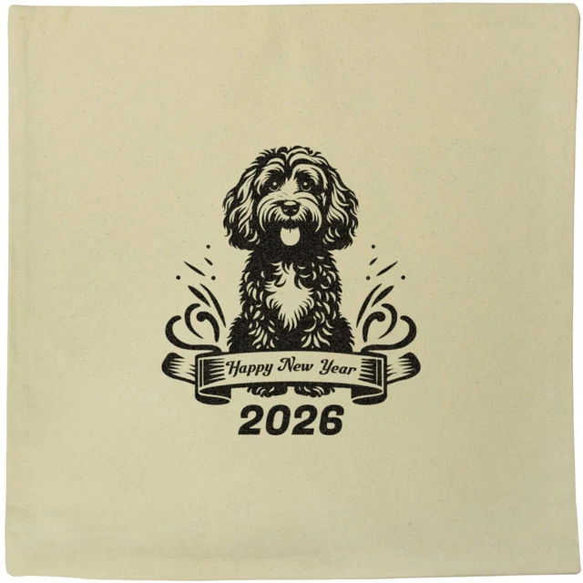 40CM X 40CM 'Cockapoo New Year 2026' Canvas Cushion Cover (CV00048217 ...
