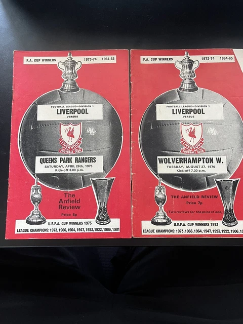 LIVERPOOL FC PROGRAMMES 1974/75 Season £3.00 - PicClick UK