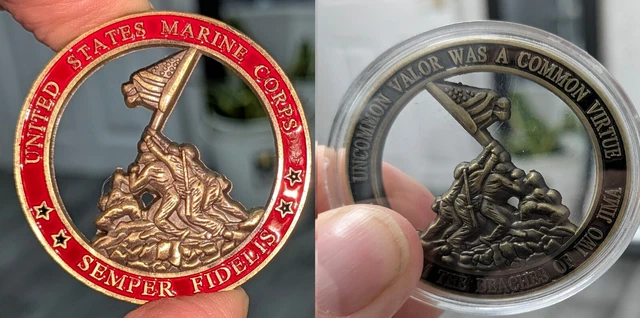 IWO JIMA BRONZE Coin See Through World War II Americana Star & Stripes ...